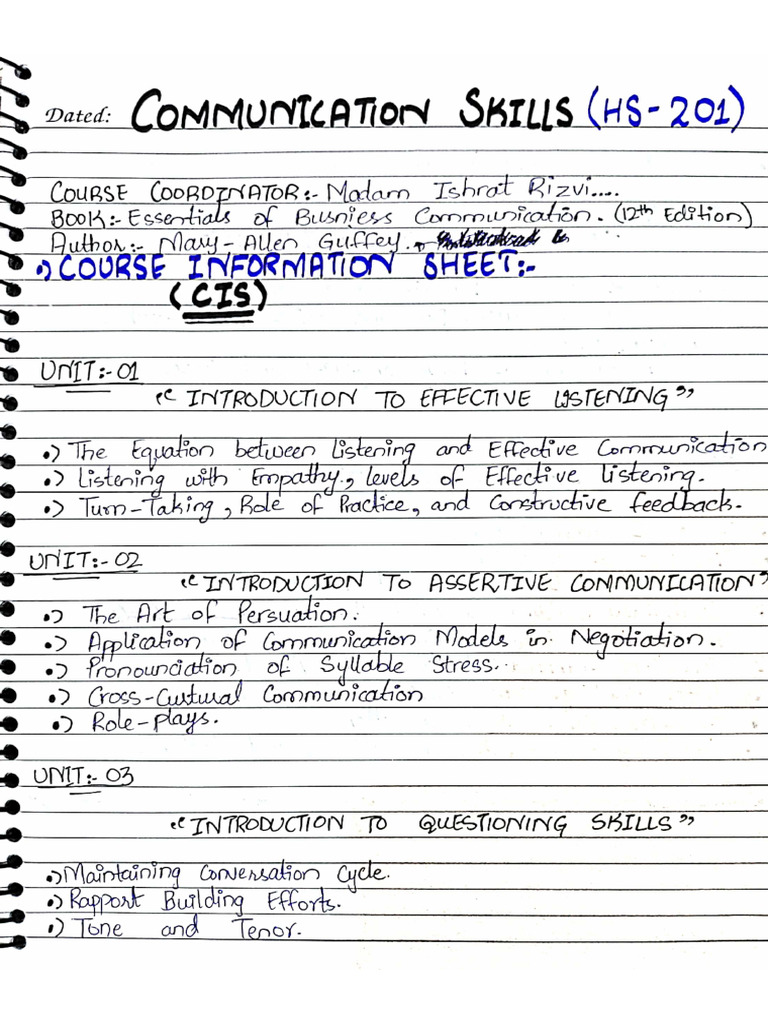 Communication Skills CIS | PDF