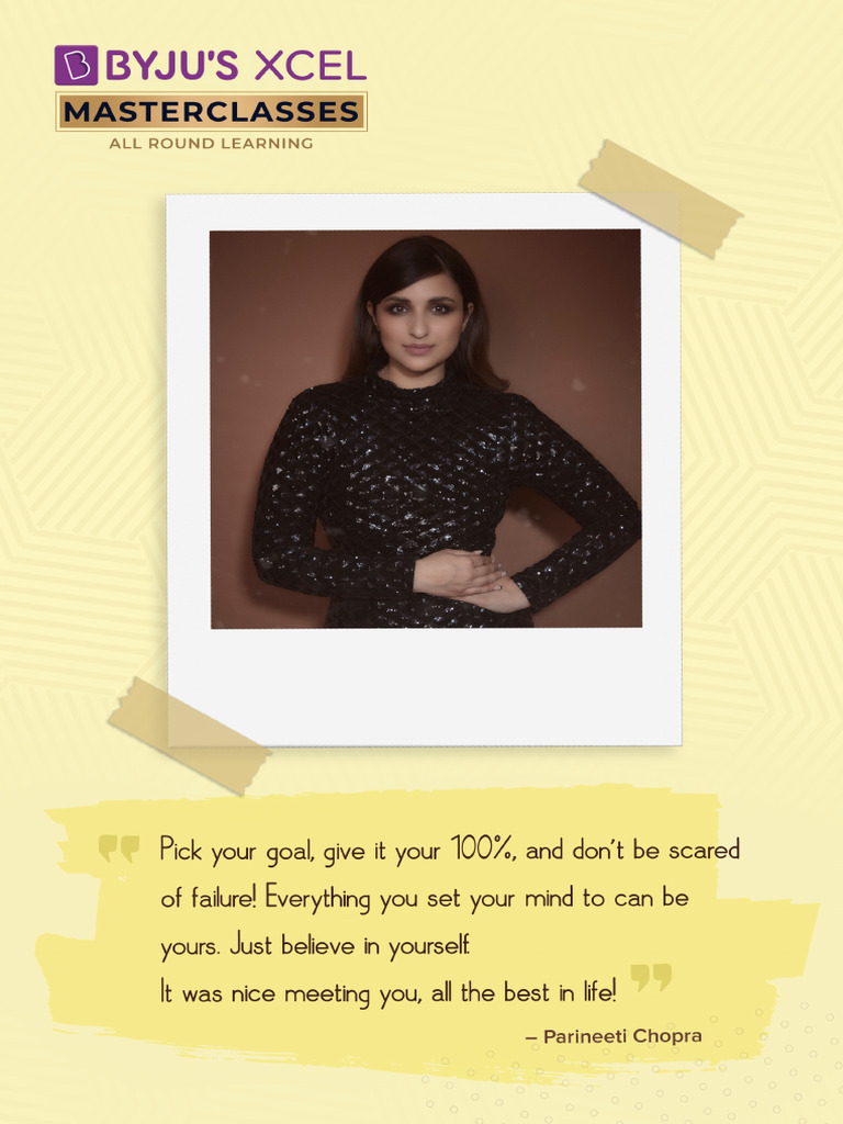 Parineebehsjnti Chopra Ep 03 Byjus Xcel Message | PDF
