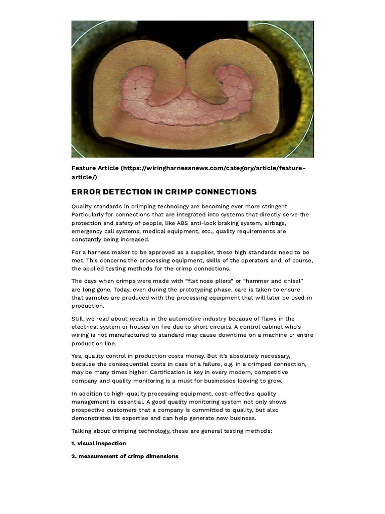 Crimp Fault Detection | PDF