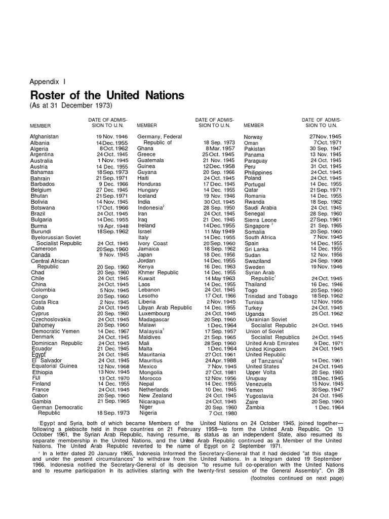 Roster of The United Nations: Appendix I | PDF | United Nations General ...