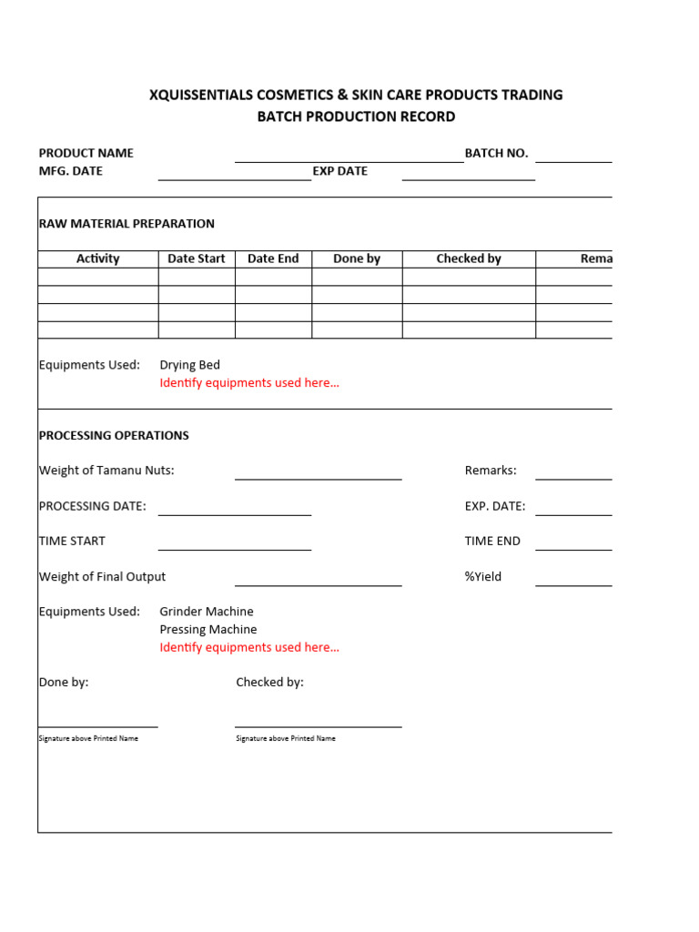 Batch Production Record | PDF