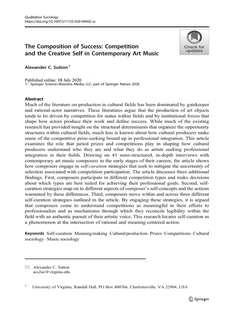 The Composition of Success: Competition and The Creative Self in ...