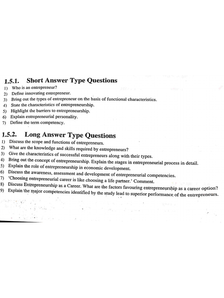 BA4032 - Entrepreneurship Development All Units Question Bank | PDF