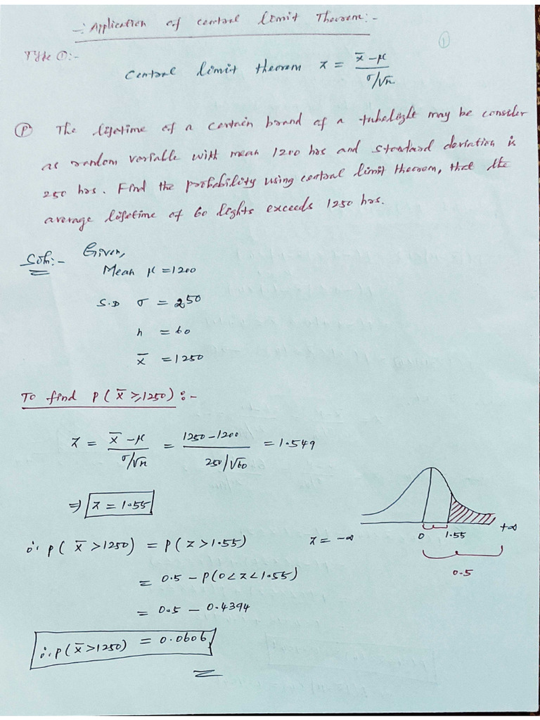 Application of Central Limit Theorem | PDF