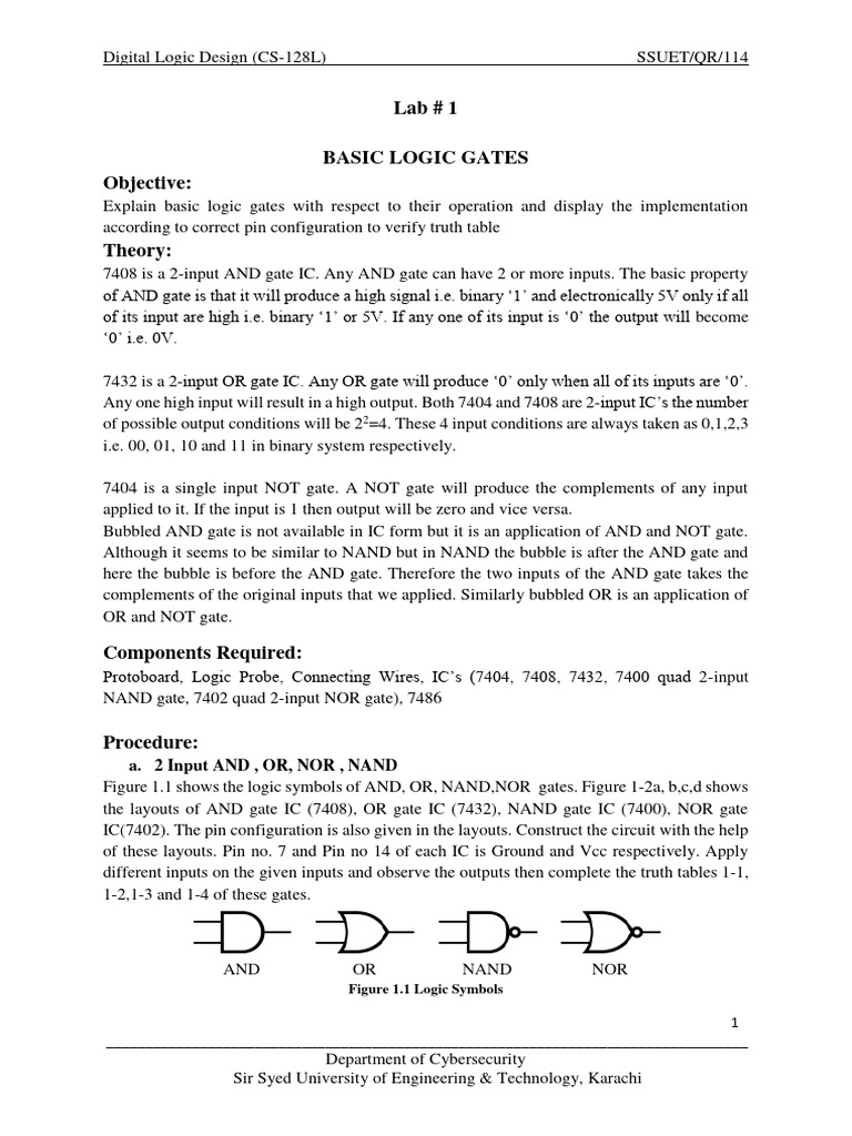 Final DLD Lab Manual | PDF | Logic Gate | Computer Engineering