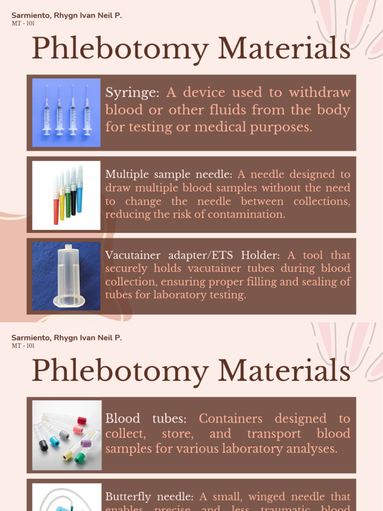 Essential Phlebotomy Materials Guide | PDF | Medical Specialties | Clinical Medicine