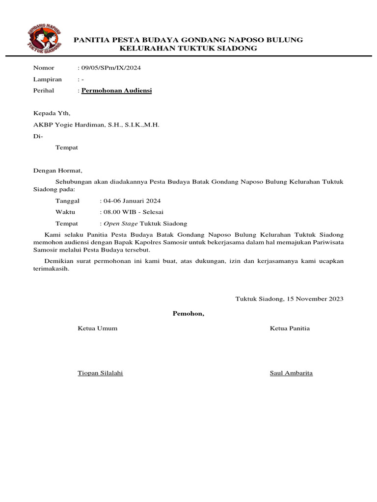 Surat Permohonan Audiensi Kapolres | PDF Surat Permohonan Audiensi Kapolres | PDF