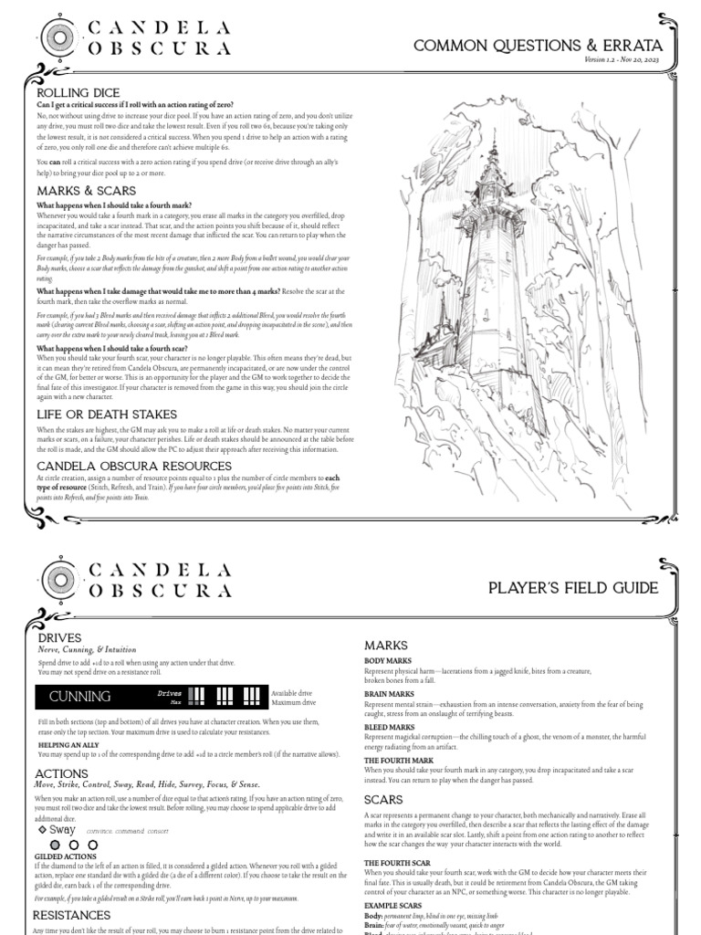 Candela Obscura - Reference Sheets (2023-11-21) | PDF