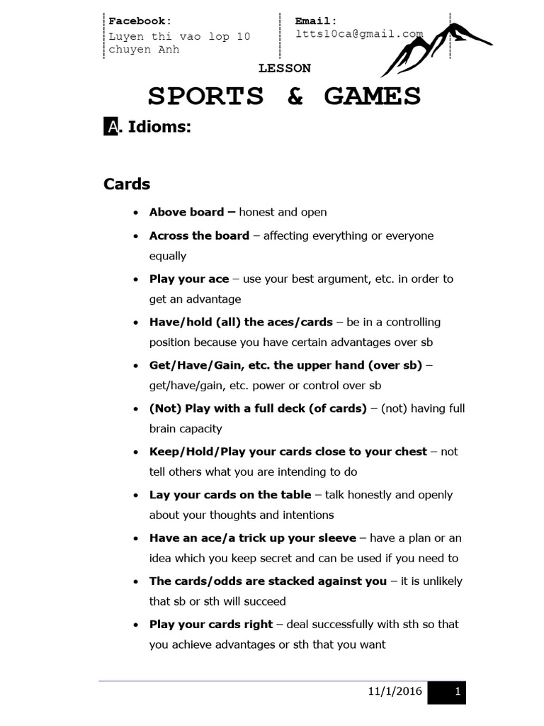 Sports Idioms & Phrasal Verbs Guide | PDF | Sports