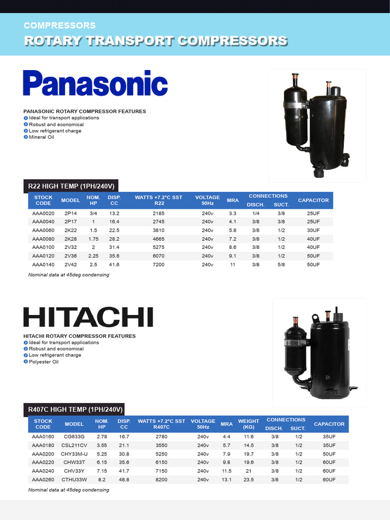 Compressor Hitachi Rotary | PDF | Mains Electricity | Manufactured Goods