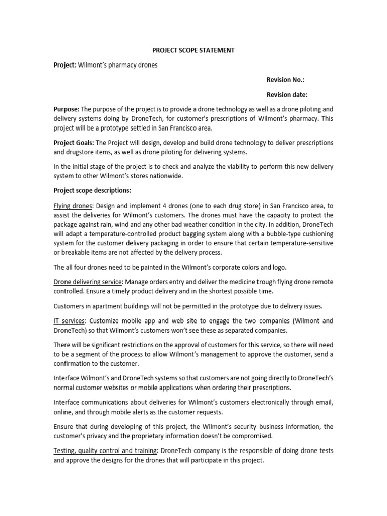 Assesment W1 - Project Scope Statement | PDF | Pharmacy | Unmanned ...