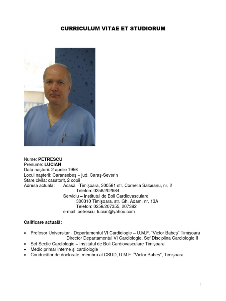 CV Prof. Dr. Petrescu Lucian 2 | PDF