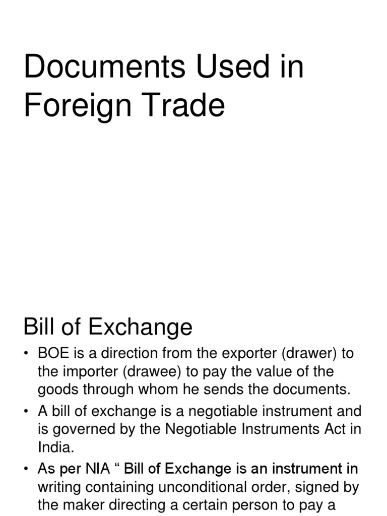 Documents Used in Foreign Trade | PDF | Bill Of Lading | Negotiable Instrument