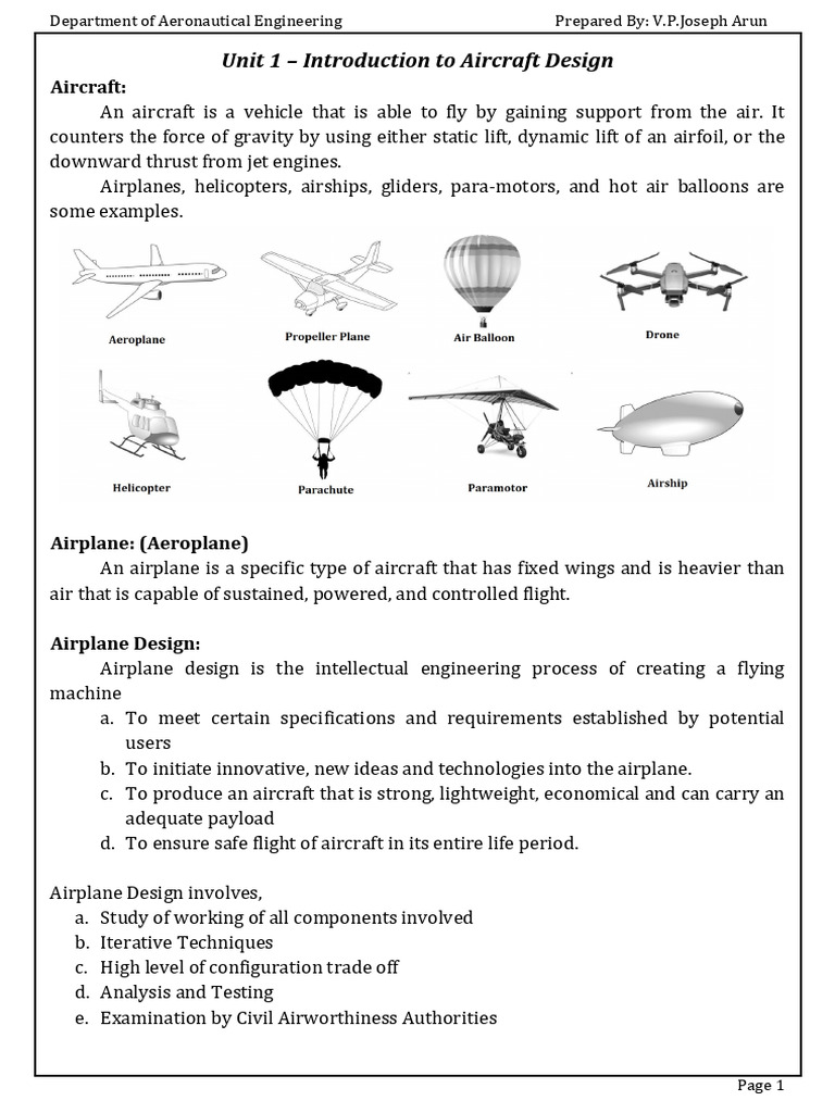 Aircraft Design - Unit 1 | PDF | Aircraft | Empennage