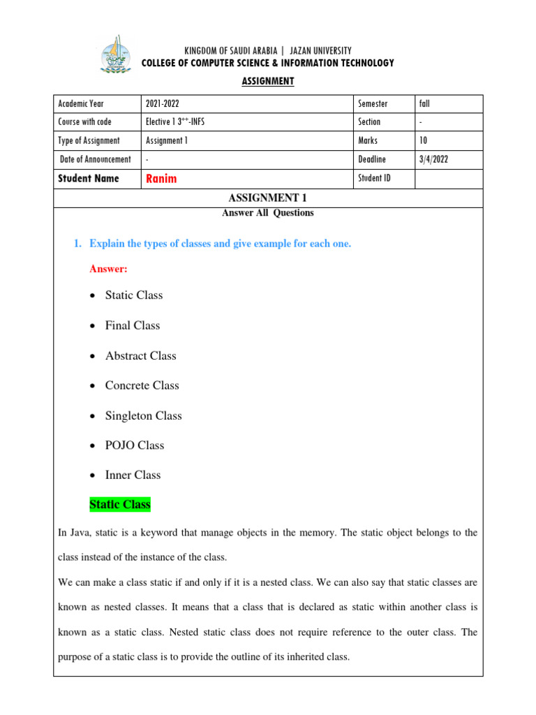 Elective | PDF | Class (Computer Programming) | Method (Computer Programming)