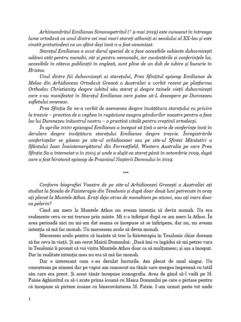 Interviu Episcop Emilianos de Meloa | PDF