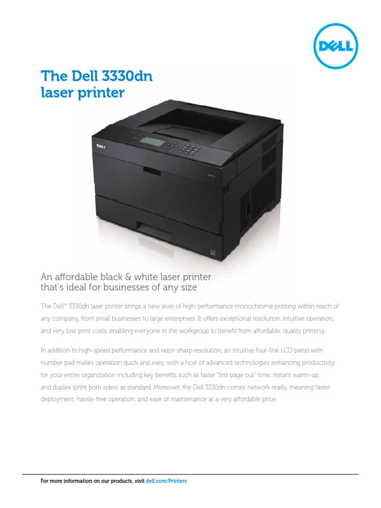 Dell 3330dn Laser Printer | PDF | Printer (Computing) | Office Equipment