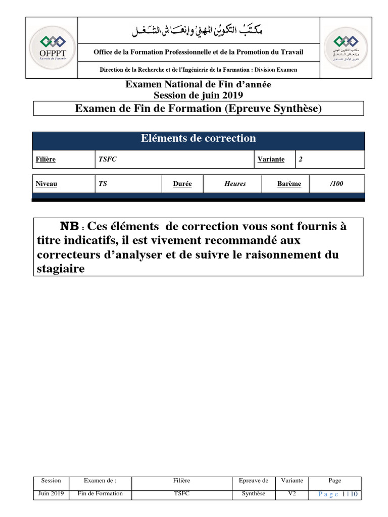 Corrigé EFF TSFC 2019 V2 | PDF