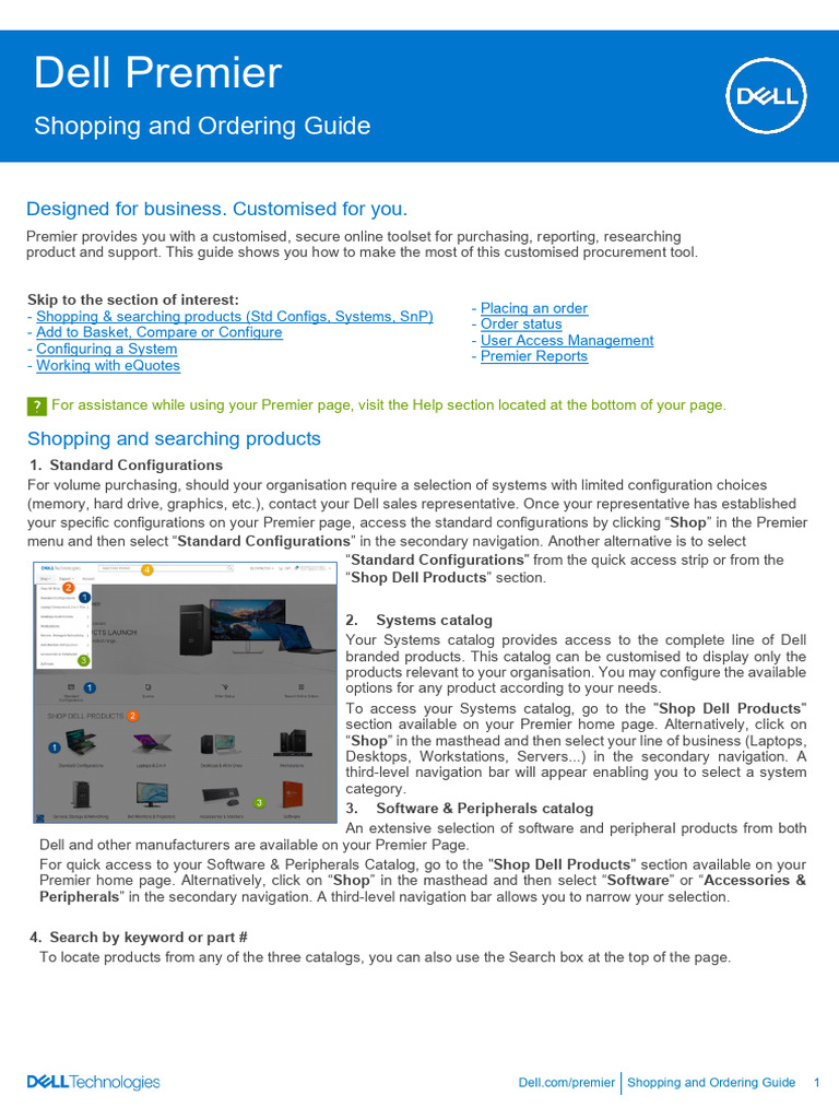 Dell Premier Shopping and Ordering Guide | PDF | Finance & Money Management