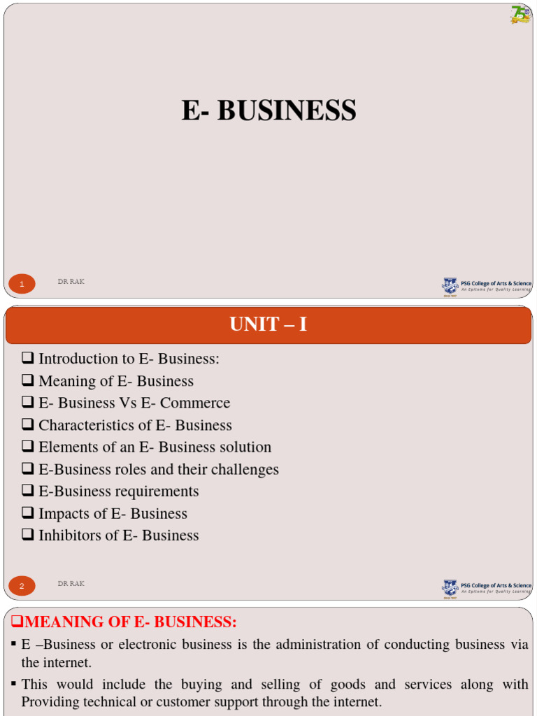 E - Business - UNIT-1 | PDF