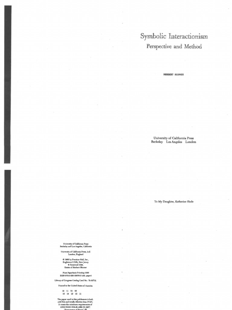 Blumer (1969) The Methodological Position of Symbolic Interactionism | PDF