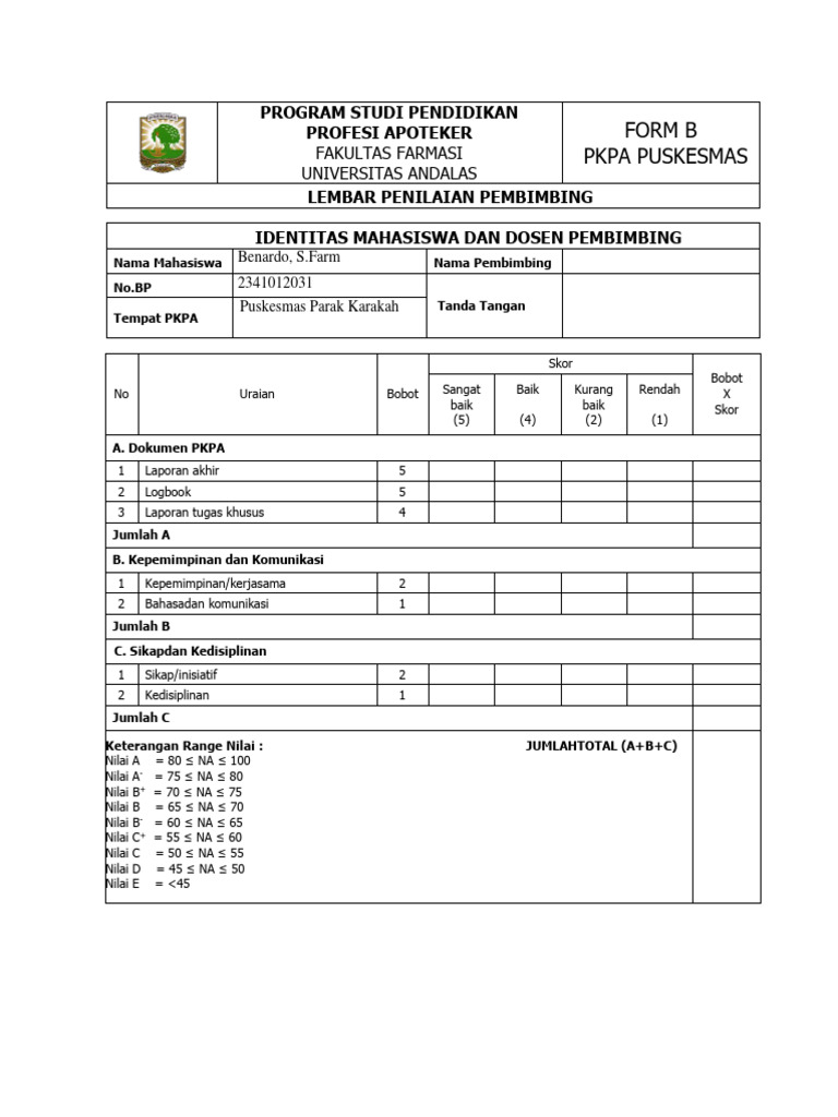 Form Nilai | PDF