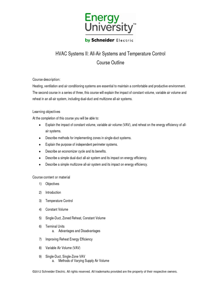 HVAC Systems II Course Outline | PDF | Mechanical Engineering ...