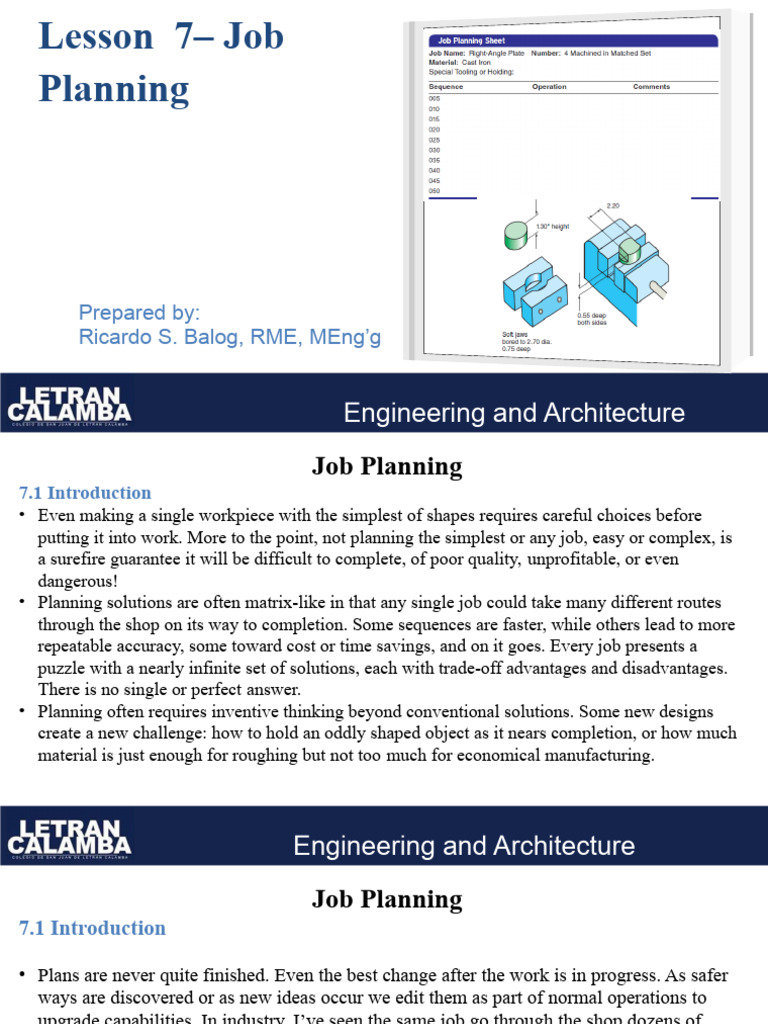 Lesson 7 - Job Planning | PDF
