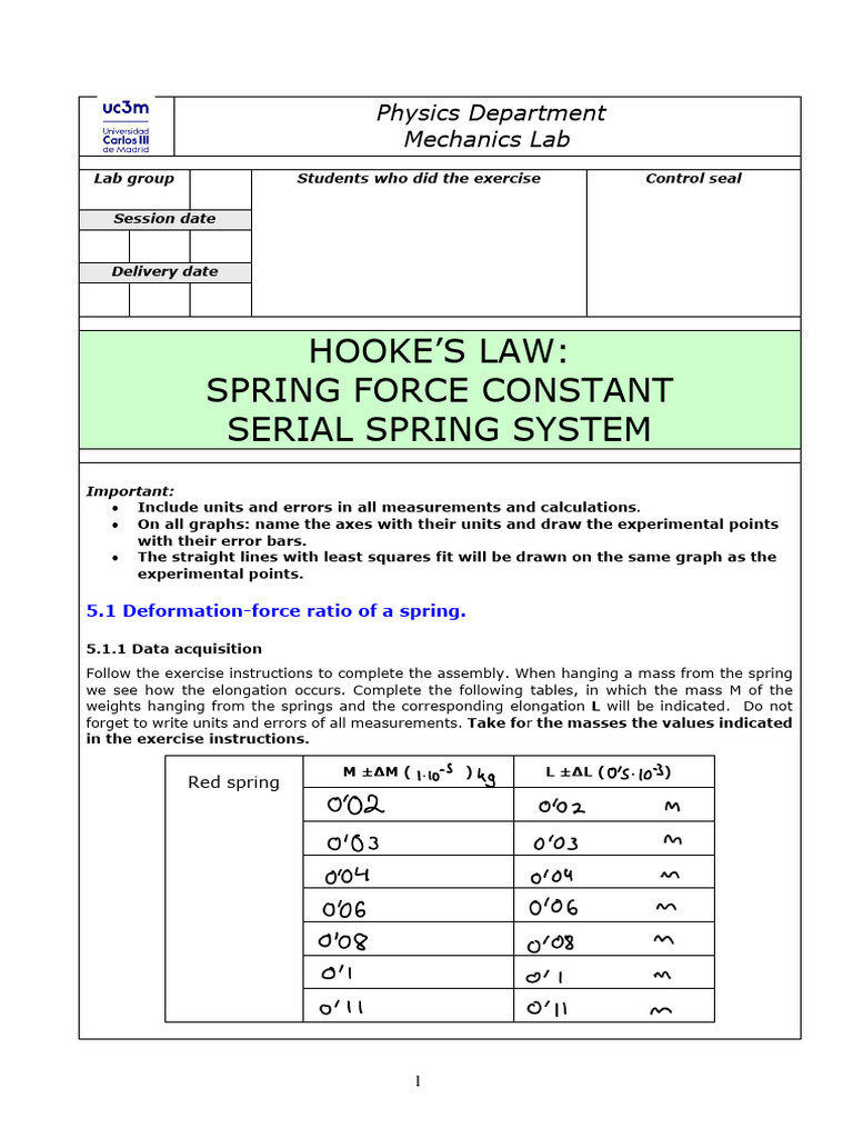 Hooke Form 231121 213512 | PDF | Least Squares | Force