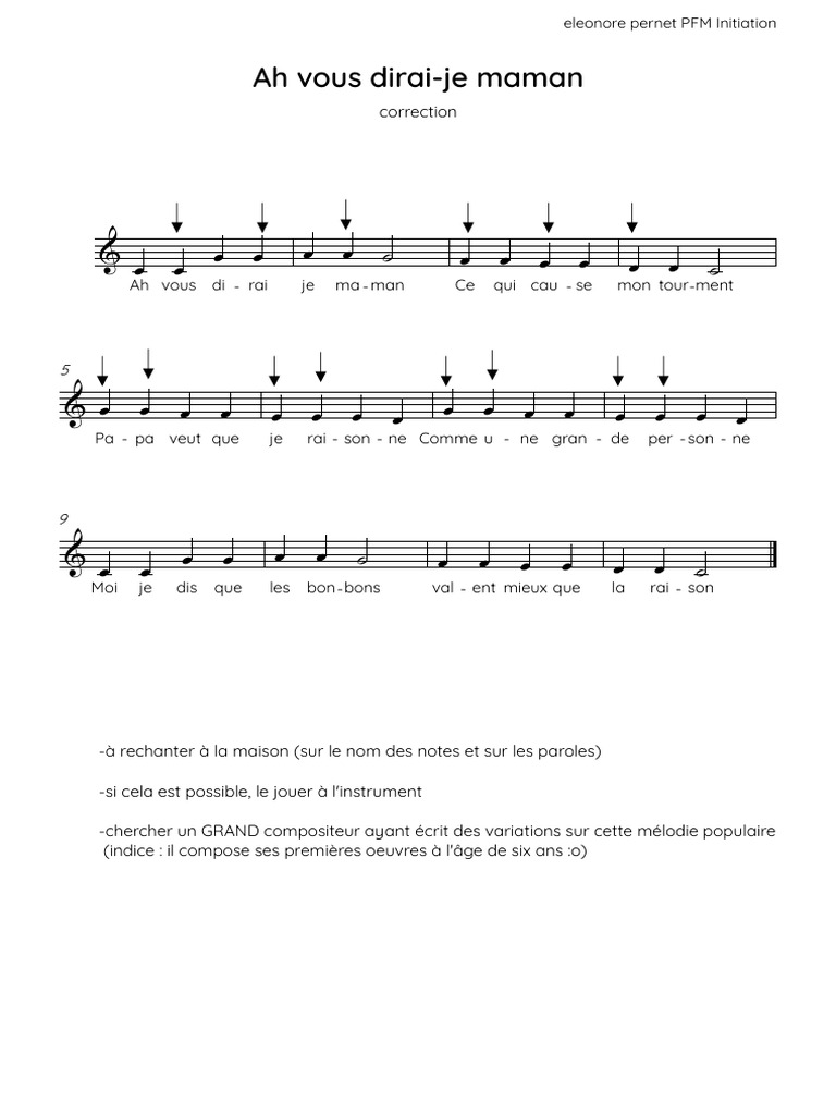 Ah Vous Dirai-Je Maman - Partition Complète | PDF