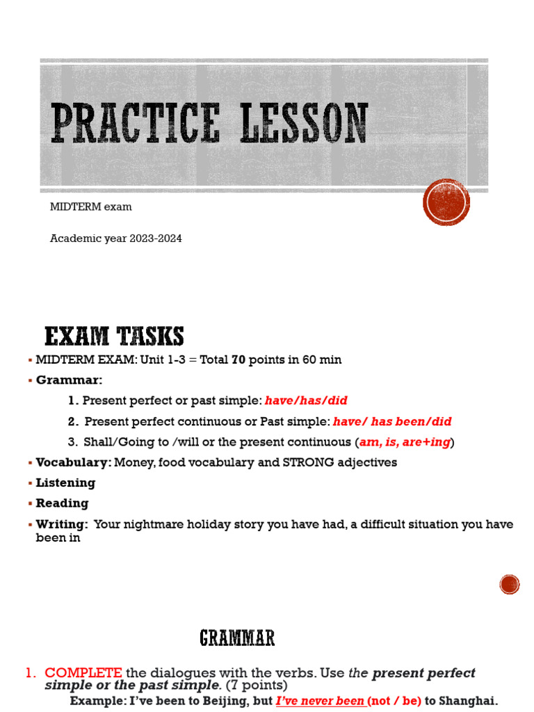 Practice Lesson UNIT 1 3 | PDF