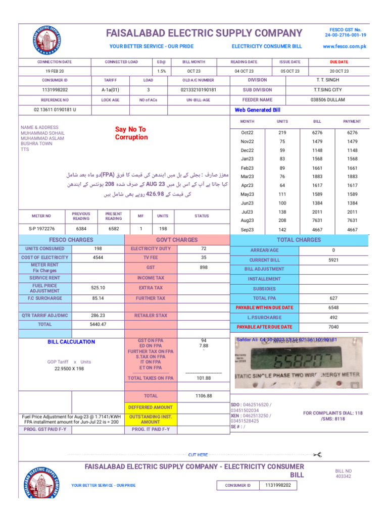Fesco Online Bill | PDF