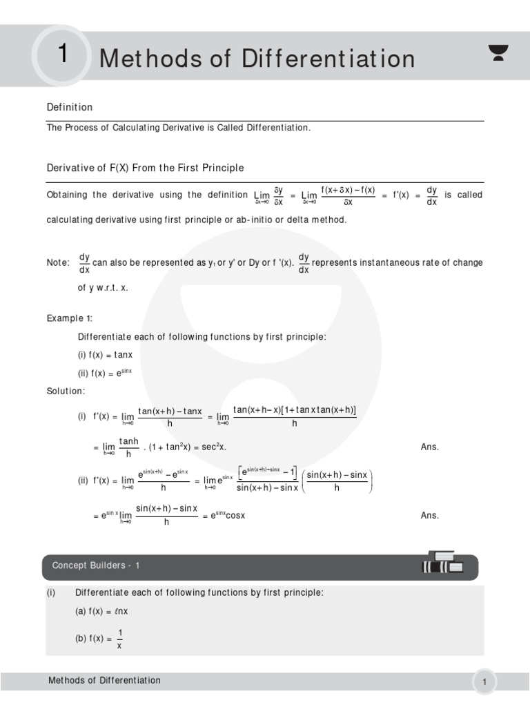 Metods Of Differentiation 3 0 Download Free Pdf Derivative