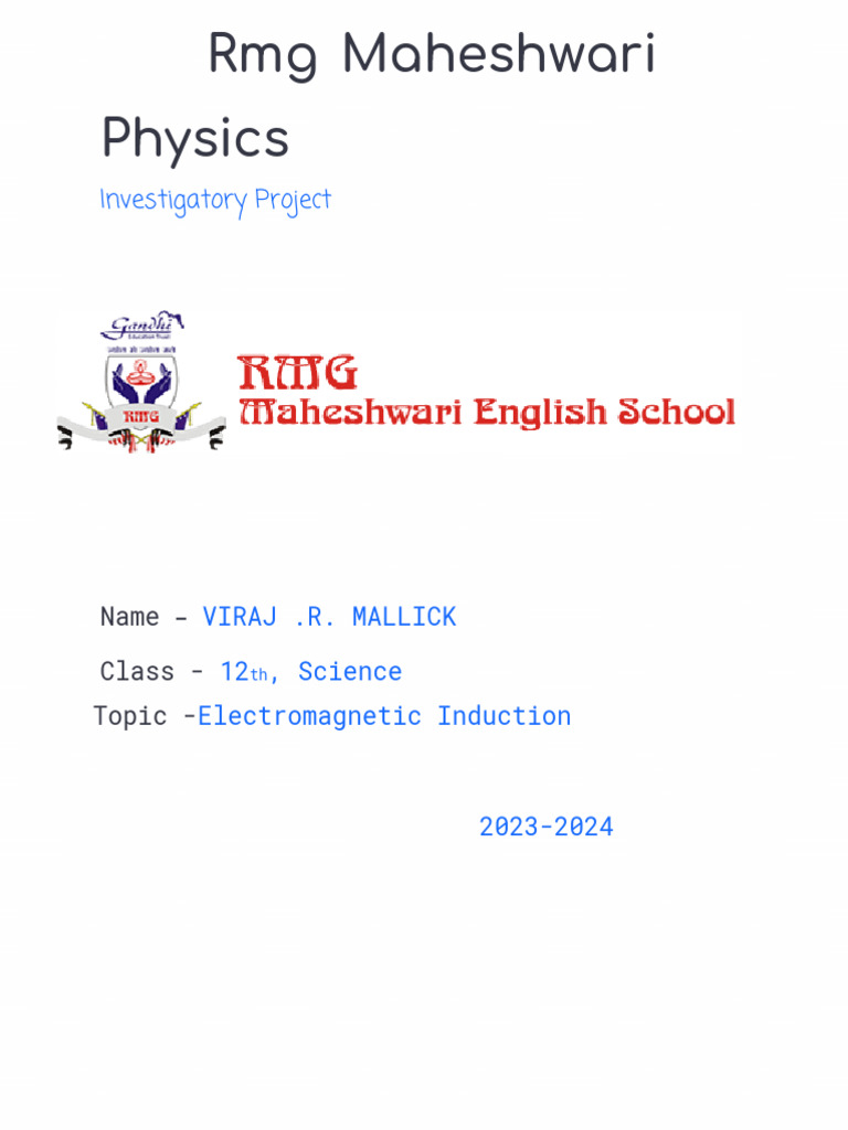 Physics Investigatory Project | PDF | Electromagnetic Induction ...