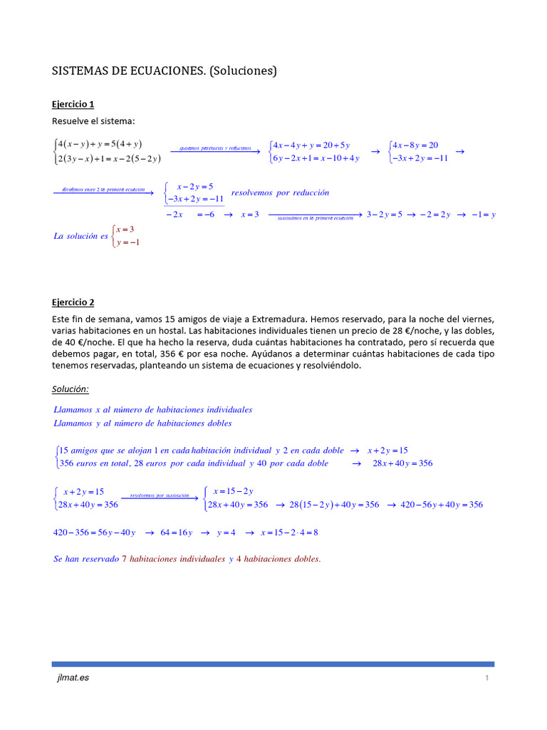 Sol Sistemas Ecuaciones 3eso | PDF