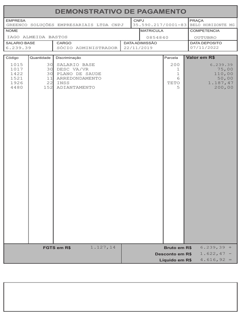Contra Cheque Iago | PDF