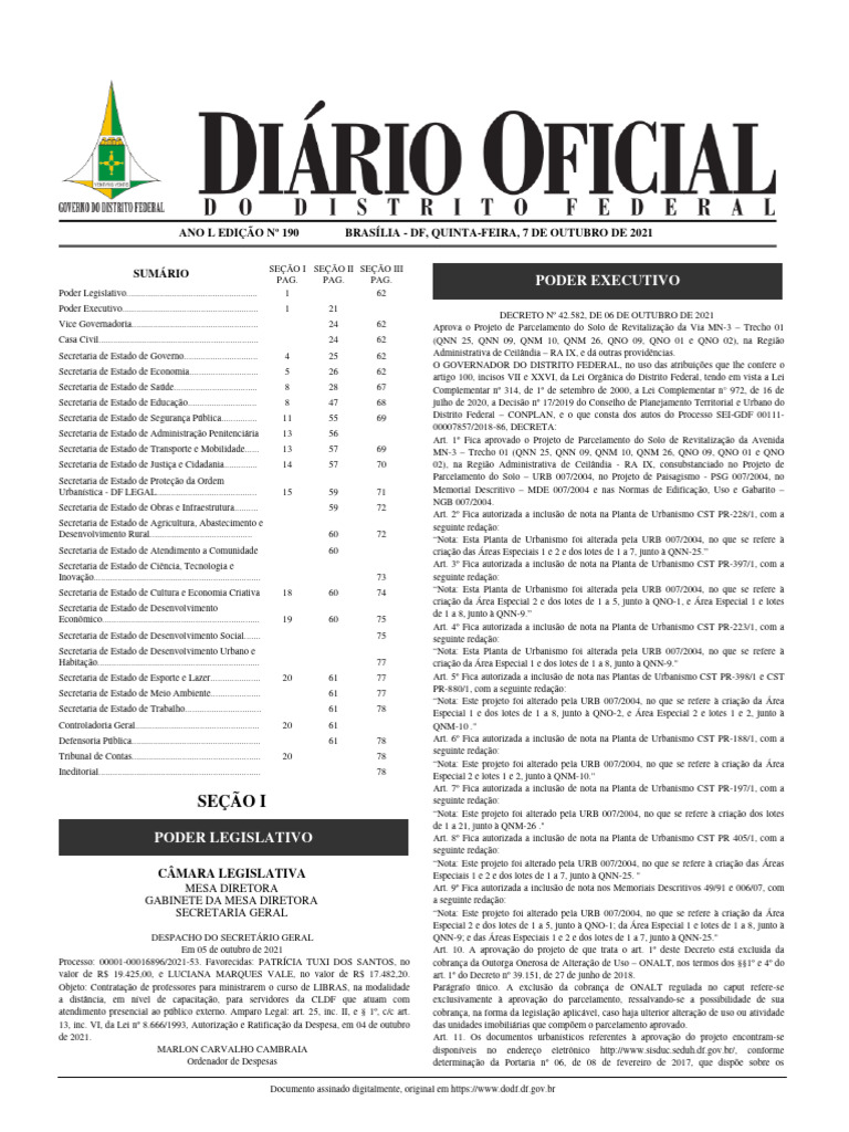 Dodf 190 07-10-2021 Integra | PDF | Agricultura | Estado