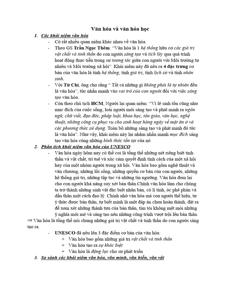 ĐỀ CƯƠNG CSVHVN | PDF