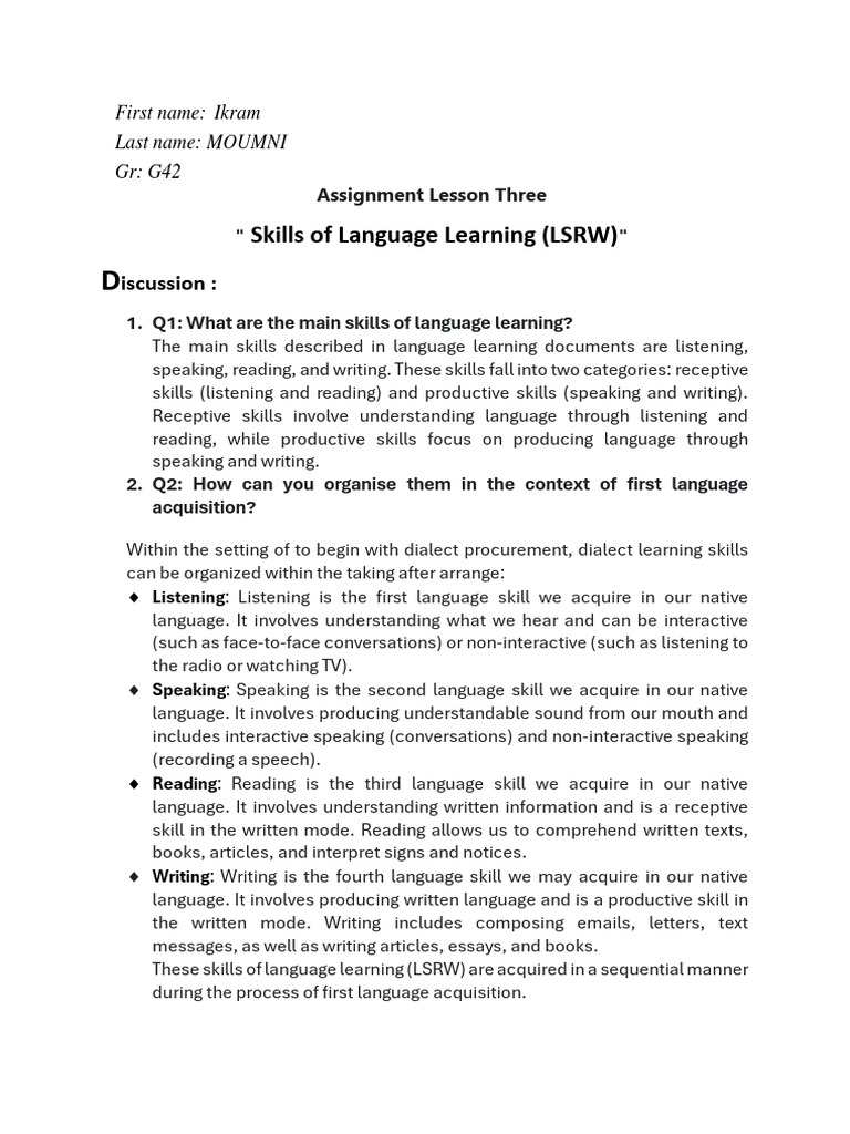 Language Learning Skills Guide | PDF | Career & Growth | Foreign ...