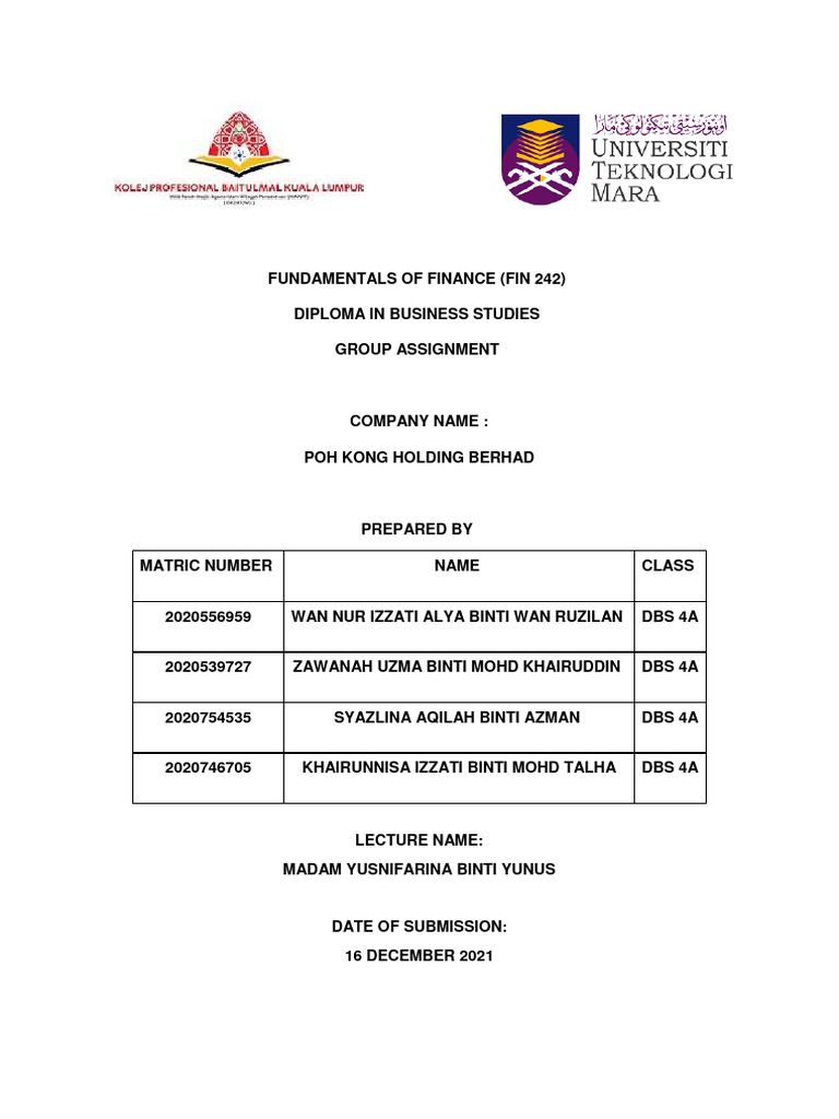 Fin242 Group Assignment | PDF | Leverage (Finance) | Financial Capital
