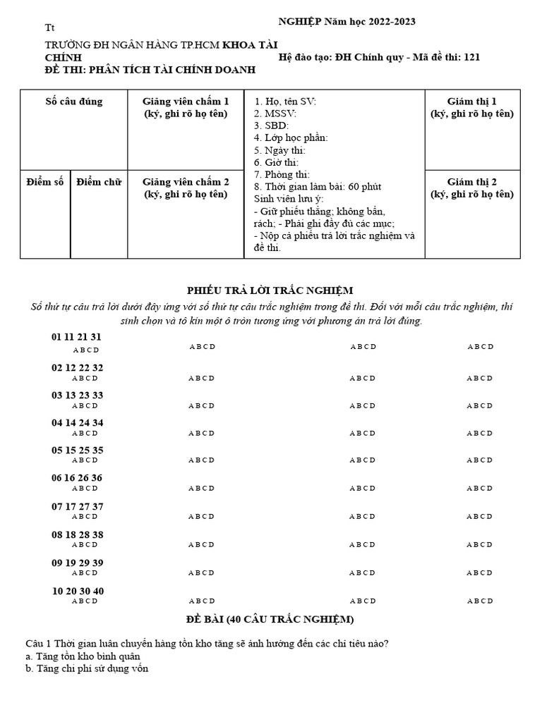 Đề Thi Pttcdn | PDF