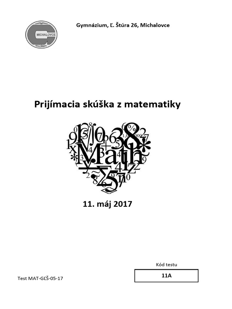 Prijimacia Skuska Mat 2017 (4GY) | PDF