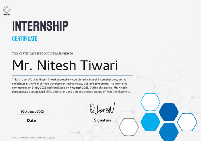 Internship Certificate | PDF