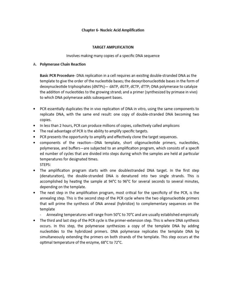 Chapter 6 Nucleic Acid Amplification | PDF | Polymerase Chain Reaction ...