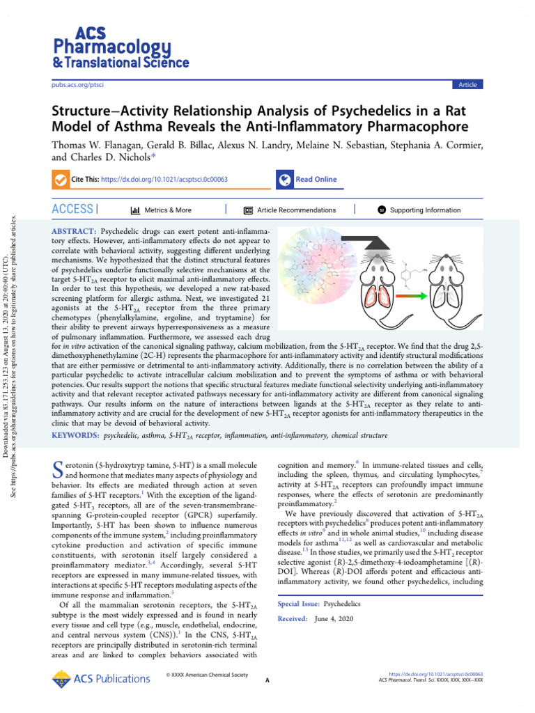 Structure Activity Relationship Analysis of Psychedelics in A Rat | PDF ...