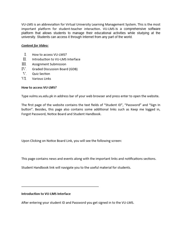 I. II. Iii. IV. V. VI.: Content For Video | PDF | Internet Forum | Websites