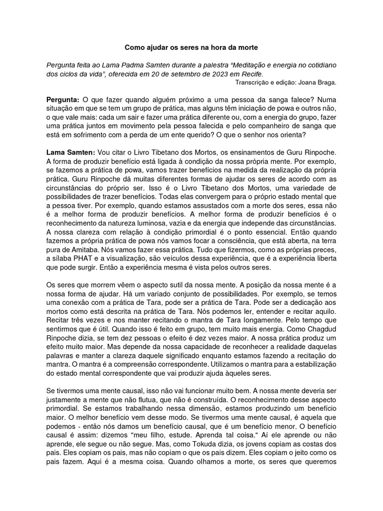 Lama Samten - Como - Ajudar - Na - Hora - Da - Morte | PDF