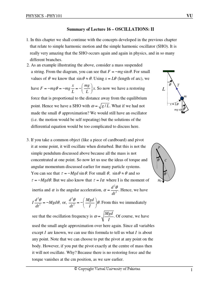 Lecture16 OSCILLATIONS 2 | PDF | Oscillation | Resonance