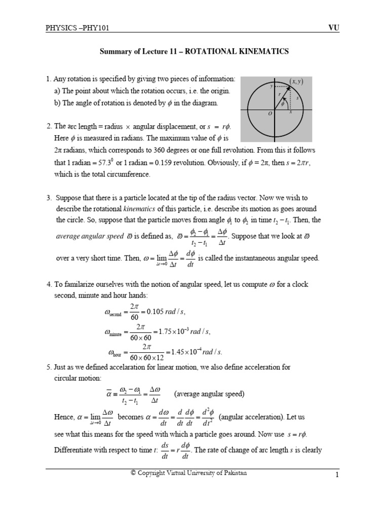 Lecture11 Rotational Kinematics | PDF | Angle | Speed