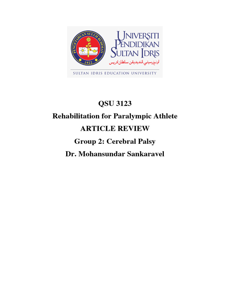 Qsu 3123 Assignment 1 Group 2 (Cerebral Palsy) | PDF | Cerebral Palsy | Balance (Ability)